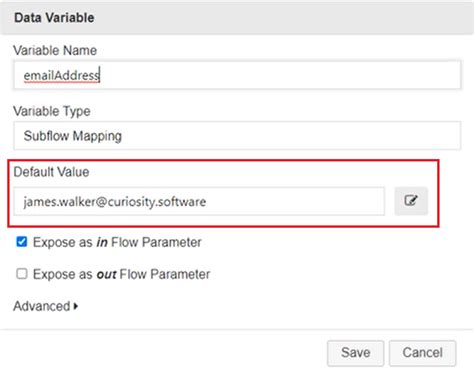 Show Default Value For Subflow Parameters