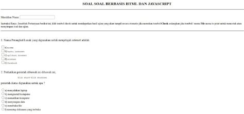 Cara Bagaimana Membuat Soal Soal Berbasis Html Dan Javascript Ini