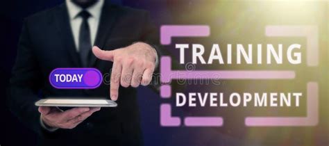 Text Sign Showing Training Development Business Overview Learn And