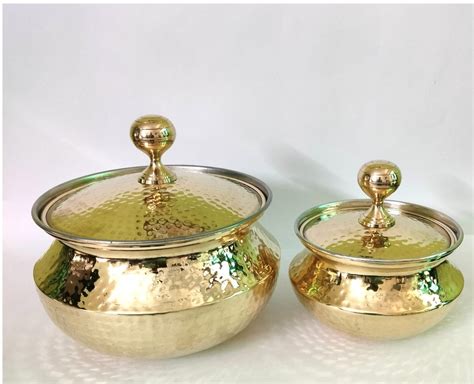 Brass Cooking Pot Set Handi Degchi Patili With Lid Tin Kalai