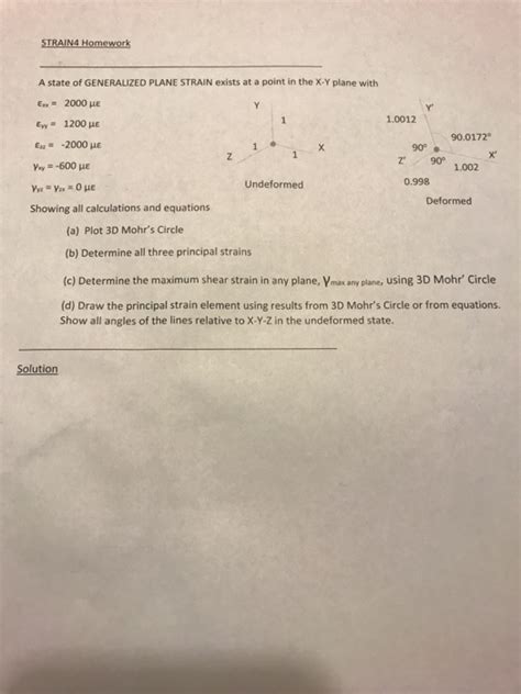 Solved A State Of Generalized Plane Strain Exists At A Point