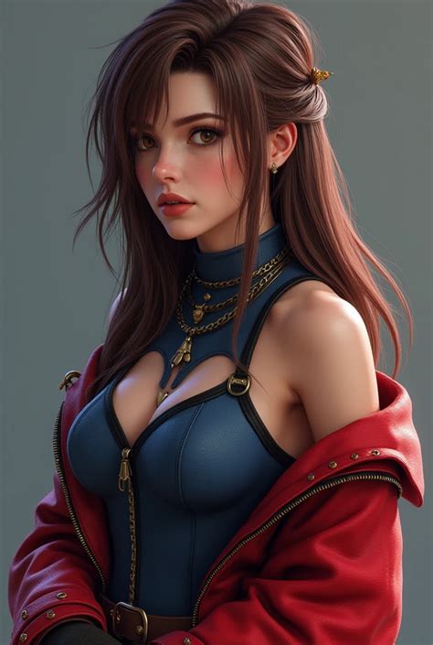 Cissnei Final Fantasy Viia Woman In A Blue And Red Outfit Fashionable