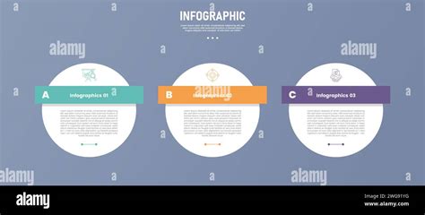 3 Point Circle Infographic Stage Or Step Template With Horizontal