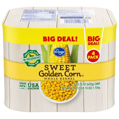 Kroger® Whole Kernel Sweet Golden Corn Cans 4 Ct 15 25 Oz Kroger