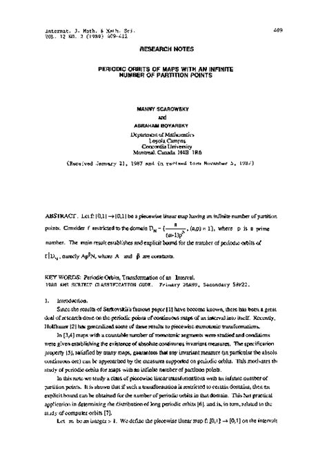 Pdf Periodic Orbits Of Maps With An Infinite Number Of Partition Points