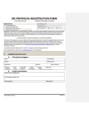 Fillable Online IBC PROTOCOL REGISTRATION FORM Fax Email Print PdfFiller