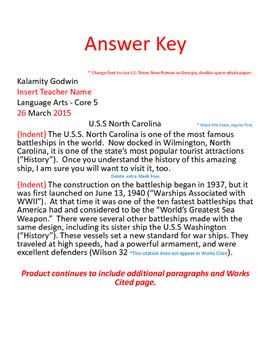 MLA Format Practice Activity By Kirsten Miller TPT