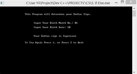 Simple Zodiac Sign Using If Else Statement Sourcecodester