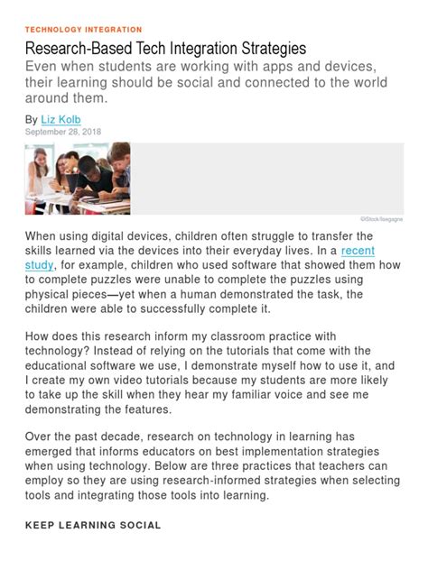 Ttl 2 Research Based Tech Integration Strategies Pdf Learning