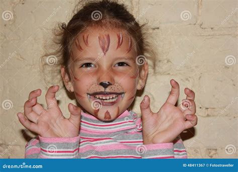 Girl With A Pattern On The Face Stock Image Image Of Face Walk 48411367