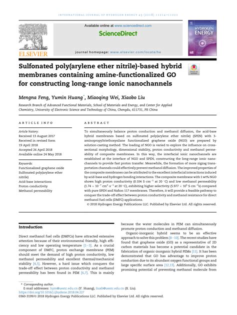 Pdf Sulfonated Polyarylene Ether Nitrile Based Hybrid Membranes
