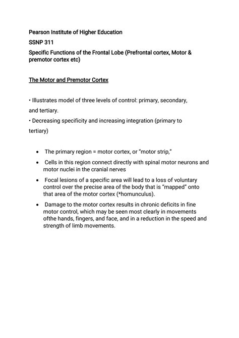 Solution The Frontal Lobe And It S Specific Functions Prefrontal