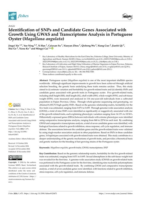Pdf Identification Of Snps And Candidate Genes Associated With Growth