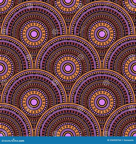 Ethnic Circle Shapes Seamless Geometric Pattern Stock Vector