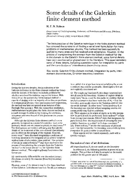 Pdf Some Details Of The Galerkin Finite Element Method