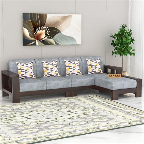 L Shape Wooden Sofa Set Designs Priti L Shaped Solid Wood