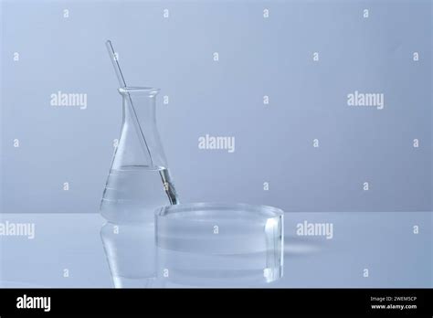 Lab Theme Laboratory Glassware Erlenmeyer Flask Containing Colorless