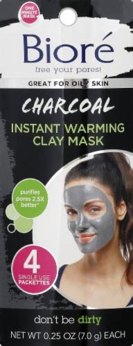 Biore Charcoal Instant Warming Clay Face Masks 4 Ct Frys Food Stores