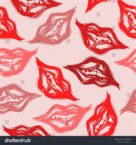Endless Repeating Pattern Lips Stock Vector Royalty Free 2214960961