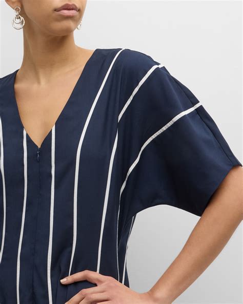 Lovebirds Geometry Striped Dolman Sleeve Midi Dress Neiman Marcus