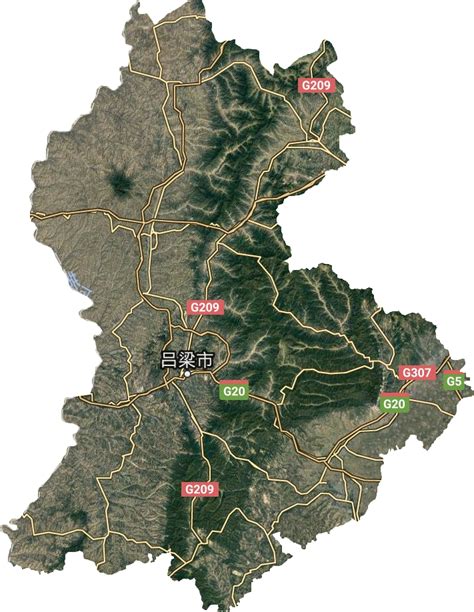 吕梁市高清地形地图