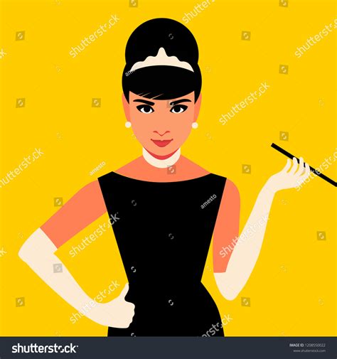 Cartoon Audrey Hepburn Vector Illustration Editorial