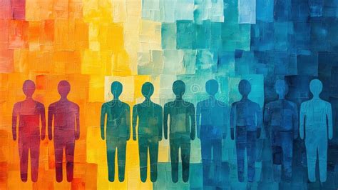 Colorful Abstract Human Figures Representing Diversity And Unity Vibrant Hues Stock Image