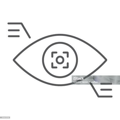 Eyetap 얇은 라인 아이콘 센서 및 혁신 아이 트래킹 기호 벡터 그래픽 흰색 바탕에 선형 패턴 10에 대한 스톡 벡터 아트