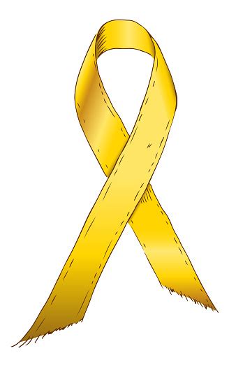 골드 리본 기호입니다 스케치 스타일 아이콘을 표시 합니다 기호 서명 스톡 벡터 일러스트입니다 투명도 고립 된 흰색 노란 리본에 대한 스톡 벡터 아트 및 기타 이미지 Istock