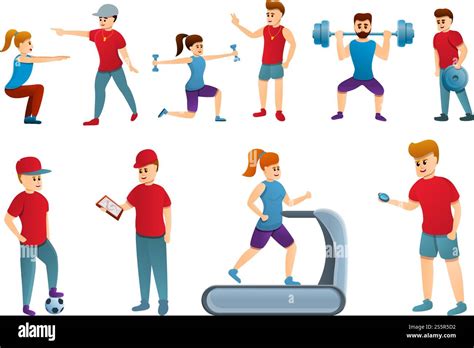 Coach Icons Set Cartoon Set Of Coach Vector Icons For Web Design