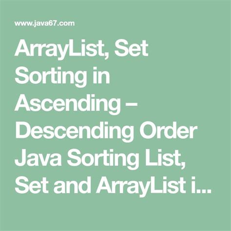 How To Sort List And Set In Java Ascending And Descending Order
