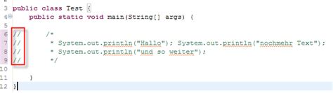 Eclipse Mehrere Zeilen Auskommentieren ♨󠄂‍󠆷 Java Hilfe Java