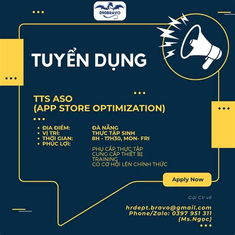 📣 090 Bravo Cần Tuyển Thực Tập Sinh Vị Trí App Store Optimization