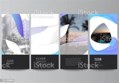 전단지 배너 디자인 템플릿의 편집 가능한 레이아웃의 최소 벡터 그림 블루 컬러 그라데이션 추상 동적 모양 화려한 기하학적 템플릿