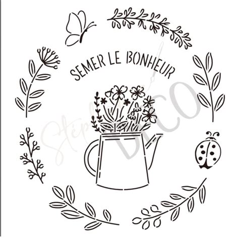 Pochoir Semer Le Bonheur Stéphanie Déco