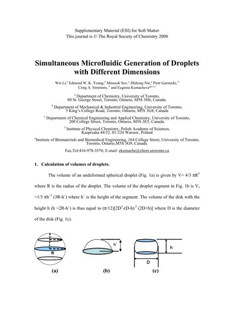 Pdf Simultaneous Generation Of Droplets With Different Dimensions In Parallel Integrated