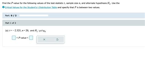 Solved Find The P Value For The Following Values Of The Test Chegg