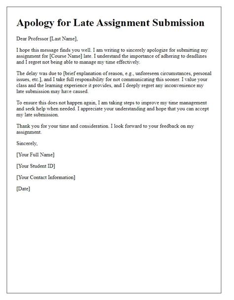 Letter Template For Apologizing For Late Assignment Submission Free Samples In Pdf Letterin