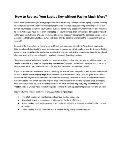 How To Replace Your Laptop Key Without Paying Much More