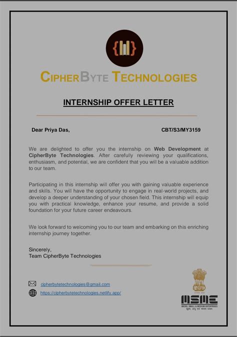 Priya Das On Linkedin Cipherbyte Cipherbyte Internship