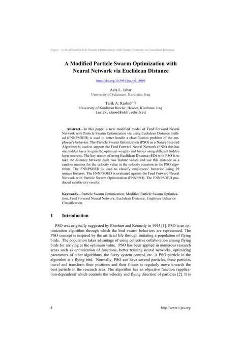 Pdf A Modified Particle Swarm Optimization With Neural Network