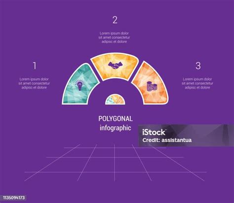 다각형 반원 템플릿 인포 그래픽 3 텍스트 영역에 대 한 위치 0명에 대한 스톡 벡터 아트 및 기타 이미지 0명 3 개념 Istock