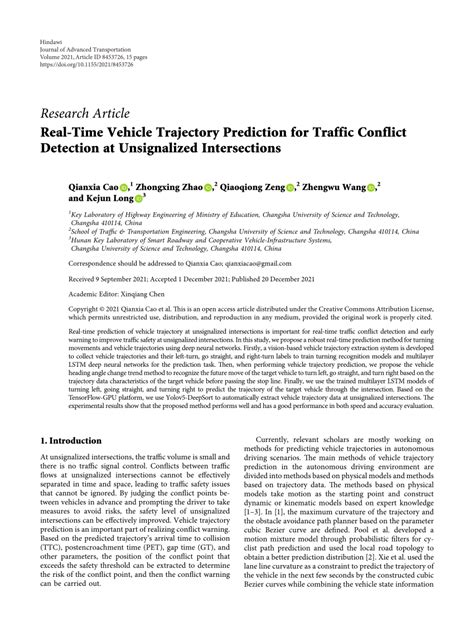 pdf real time vehicle trajectory prediction for traffic conflict