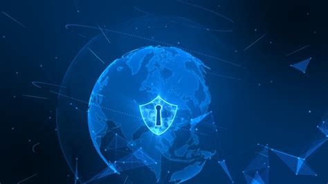 Premium Photo Shield Icon On Secure Global Network Cyber Security Concept Earth Element