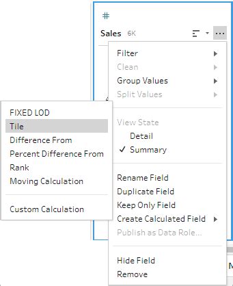 Create Level Of Detail Rank And Tile Calculations Tableau