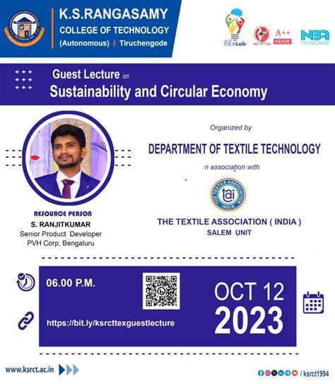 K S Rangasamy College Of Technology On Linkedin Ksrcttextile Textileguestlecture
