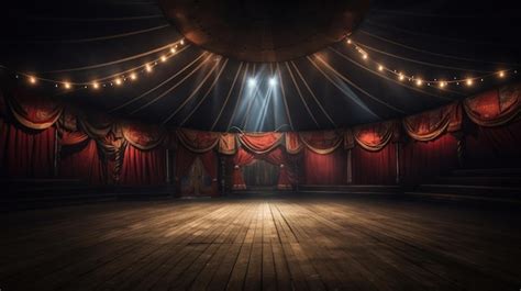 Premium Photo An Empty Circus Tent On A Wooden Floor