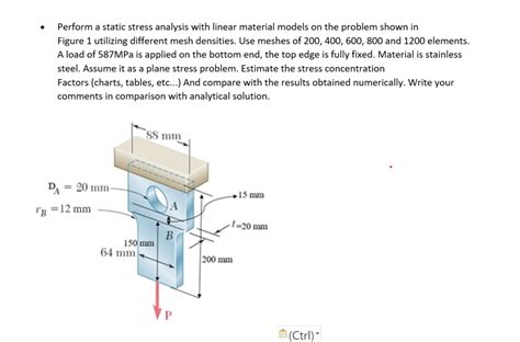 Solved Perform A Static Stress Analysis With Linear Material Chegg