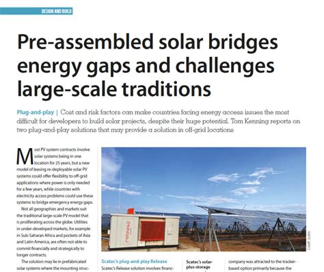 Pre Assembled Solar Bridges Energy Gaps And Challenges Large Scale Traditions Pv Tech