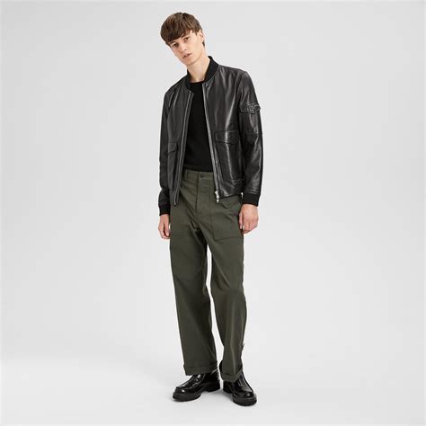 Theory Official Site Leather Bomber Jacket